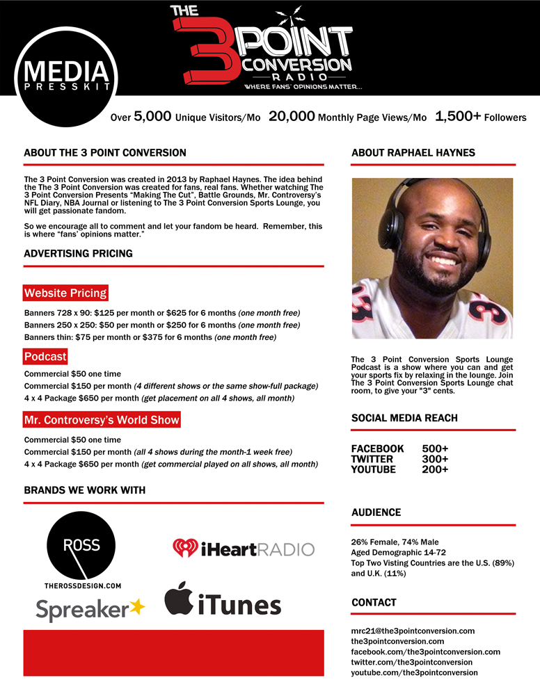 Advertise Rates on The 3 Point Conversion - The 3 Point Conversion